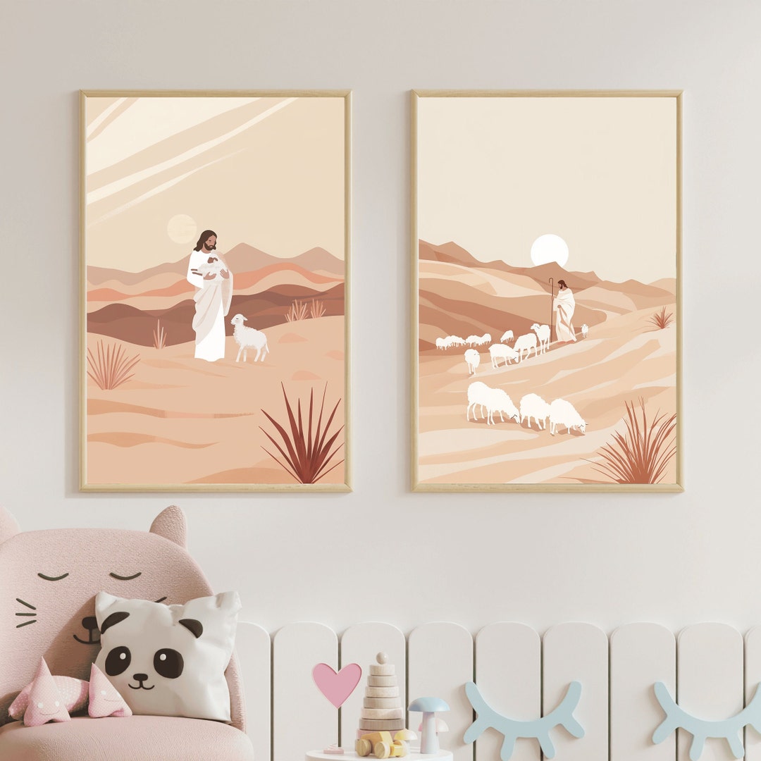 Lost Sheep Art Print Set of 2, Jesus and the Lost Sheep Poster, Lost ...