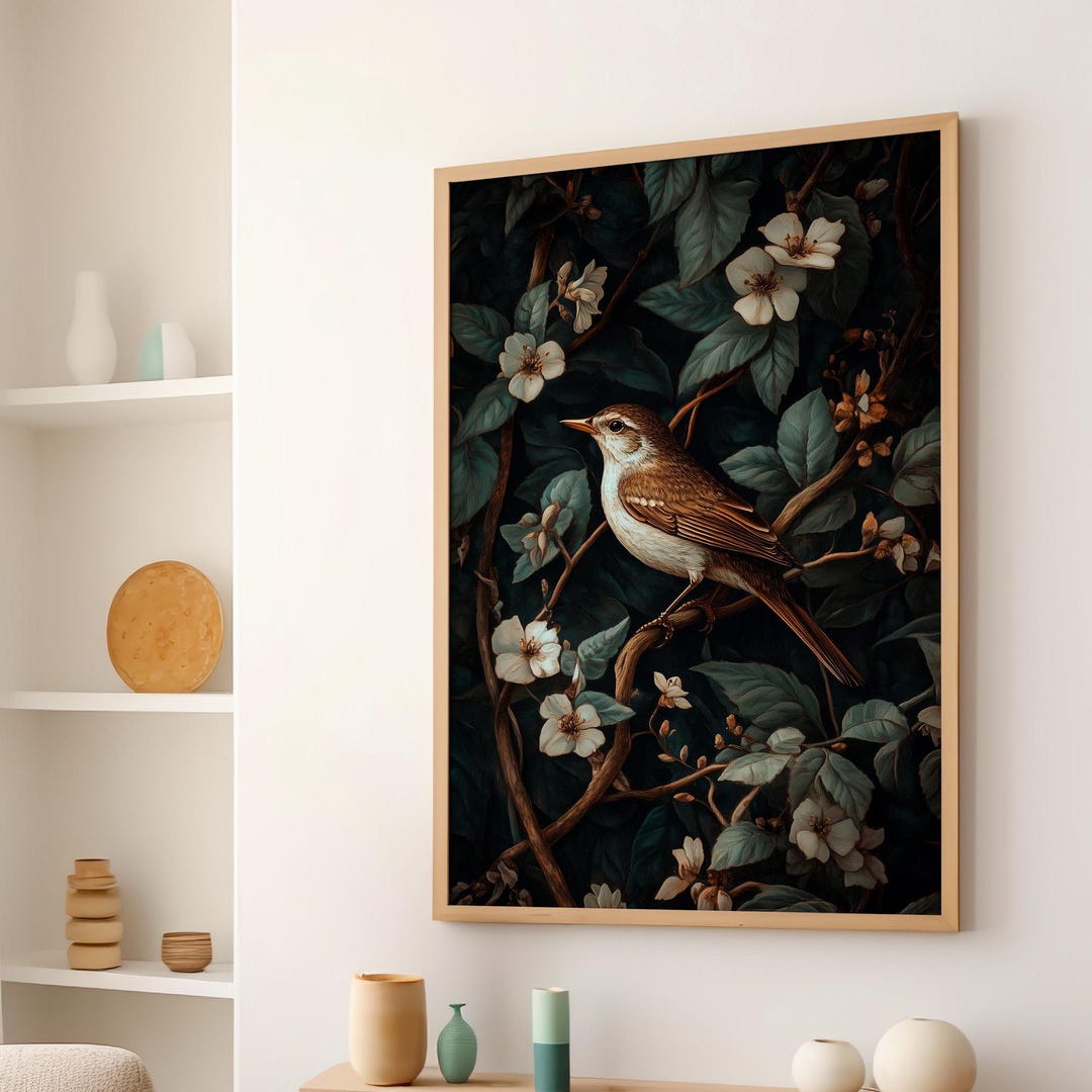 Nightingale Perching on a Jasmine Vine Classic Vintage William Morris ...