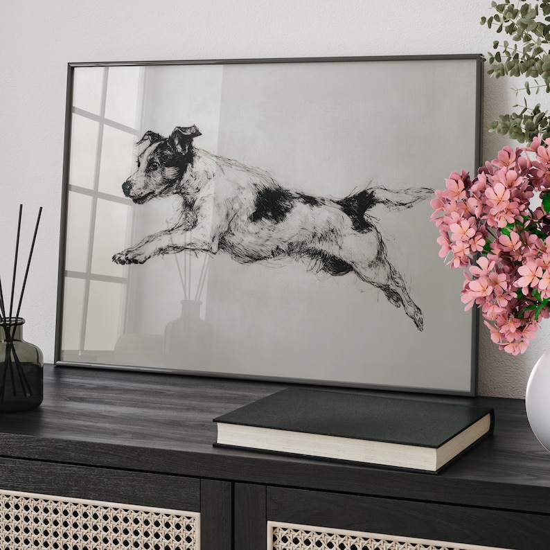 Jack Russell Terrier Sprint Sketch Art Poster or Canvas Print ...