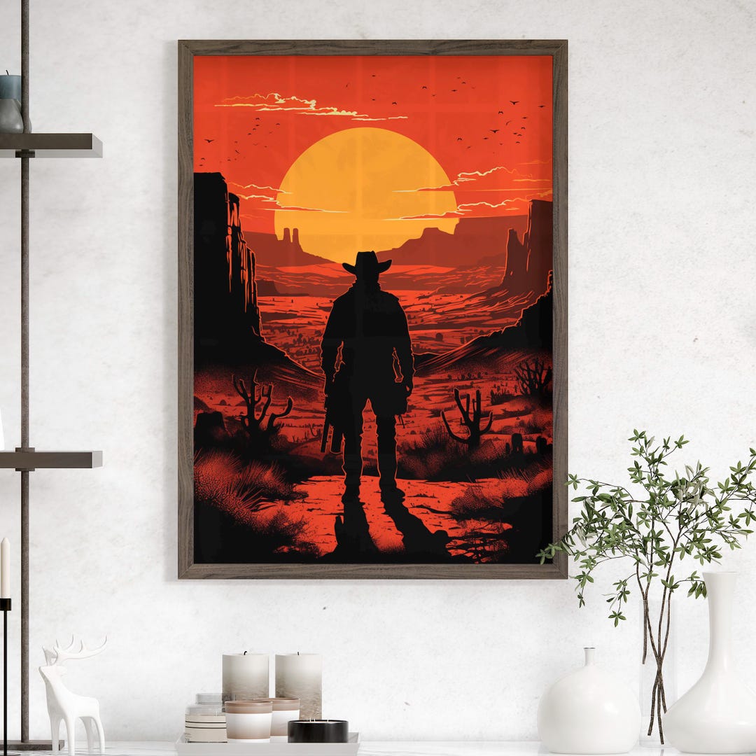 Cool Bounty Hunter Silhouette Wall Decor Art Print or Canvas, Boys ...