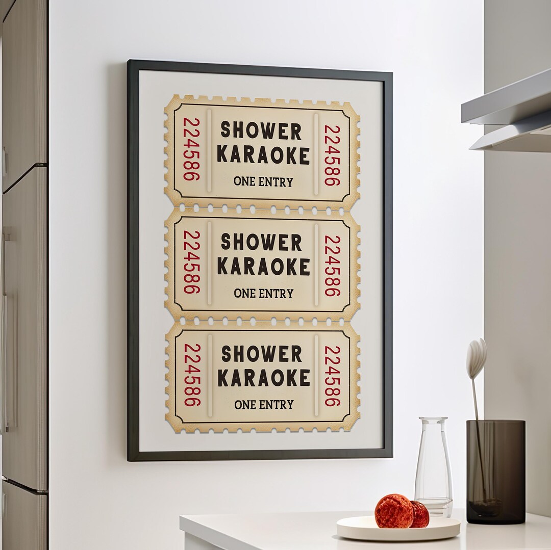 Vintage Shower Karaoke Ticket Poster or Canvas Print, Vintage Funny ...