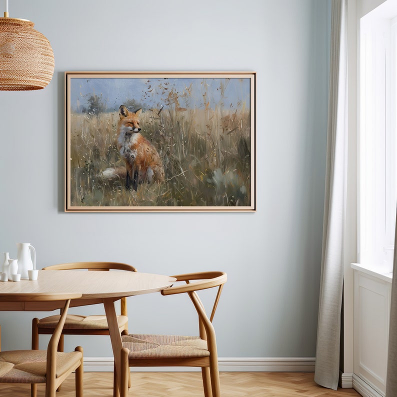 Fox in the Field Art Print or Canvas, Vintage Fox Print, Cottagecore ...