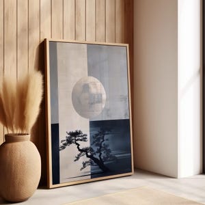 Moon Over Tree Japanese Abstract Geometric Wall Art Poster or Canvas ...