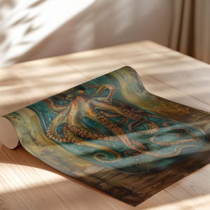 Octopus in Mason Jar Watercolor Art Print, Nautical Decor Sea Life Wall ...