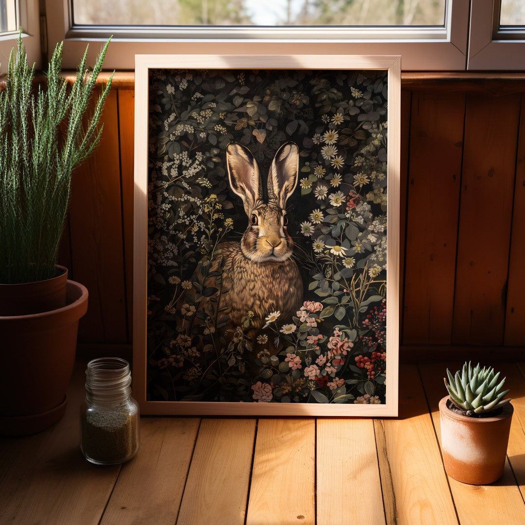 Rabbit William Morris Wall Art Print or Canvas, Vintage Spring Woodland ...