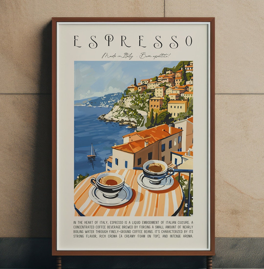 Italian Espresso Art Print Canvas or Poster Print, Retro Coffee Poster ...