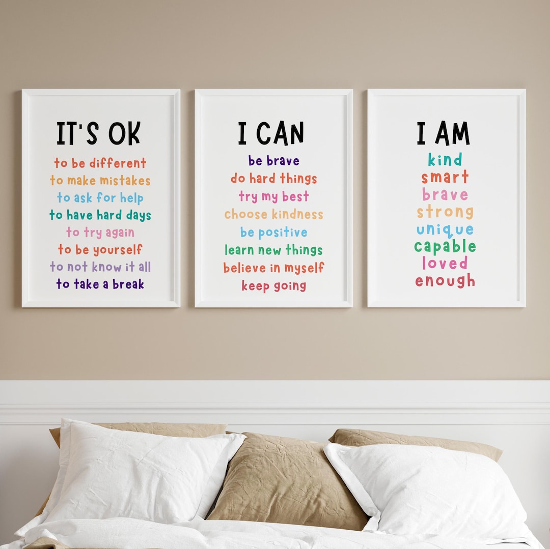 It's Okay I Am I Can Words of Affirmations Set of 3 Poster or Canvas ...