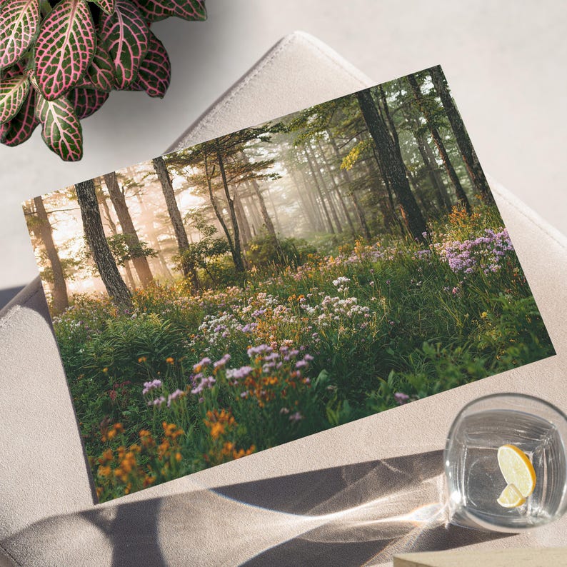 Forest at Dusk Photography Poster or Canvas Print, Wildflower Meadow ...