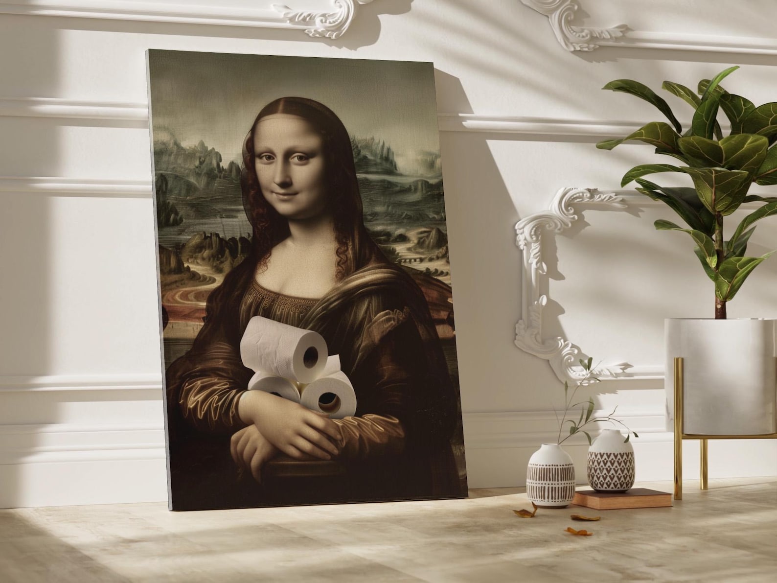 Mona Lisa Altered Funny Bathroom Decor Poster Print or Canvas, Mona ...