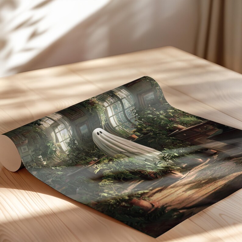 Ghost With Houseplants Art Poster or Canvas Print, Vintage Gothic Room ...