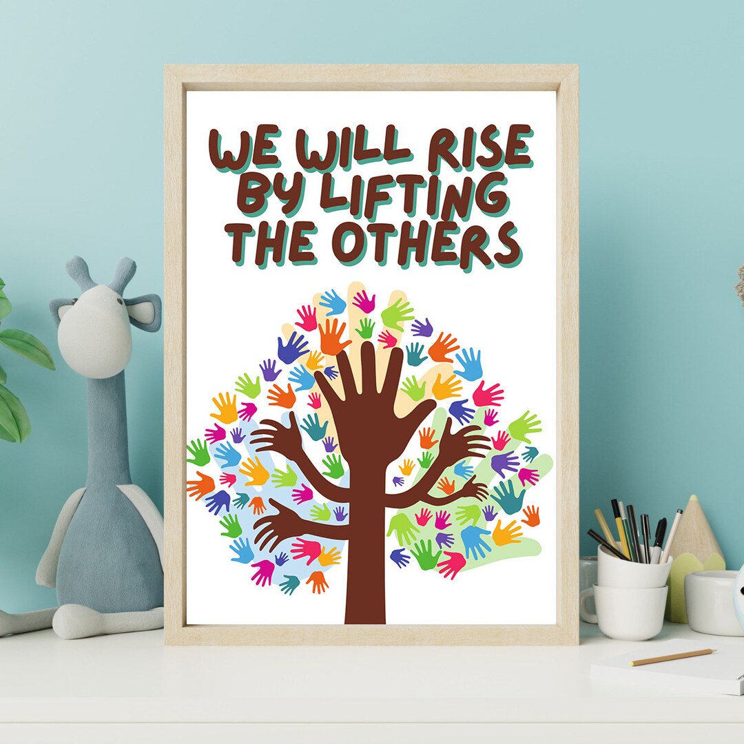 Preppy and Cute Positive Hand Tree Motivational Typography Wall Art ...