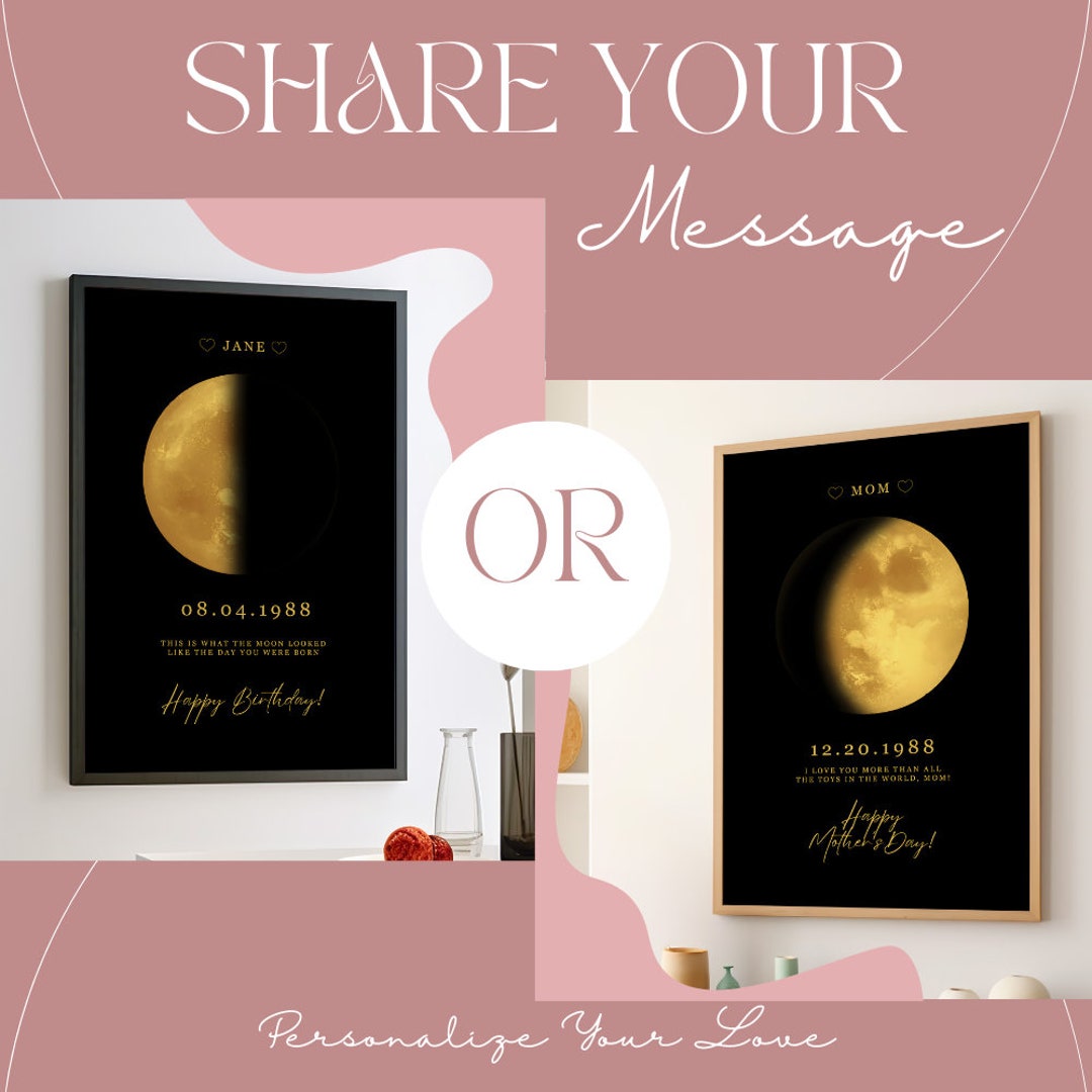 Golden Moon Phases Custom Art Print Poster or Canvas Print ...