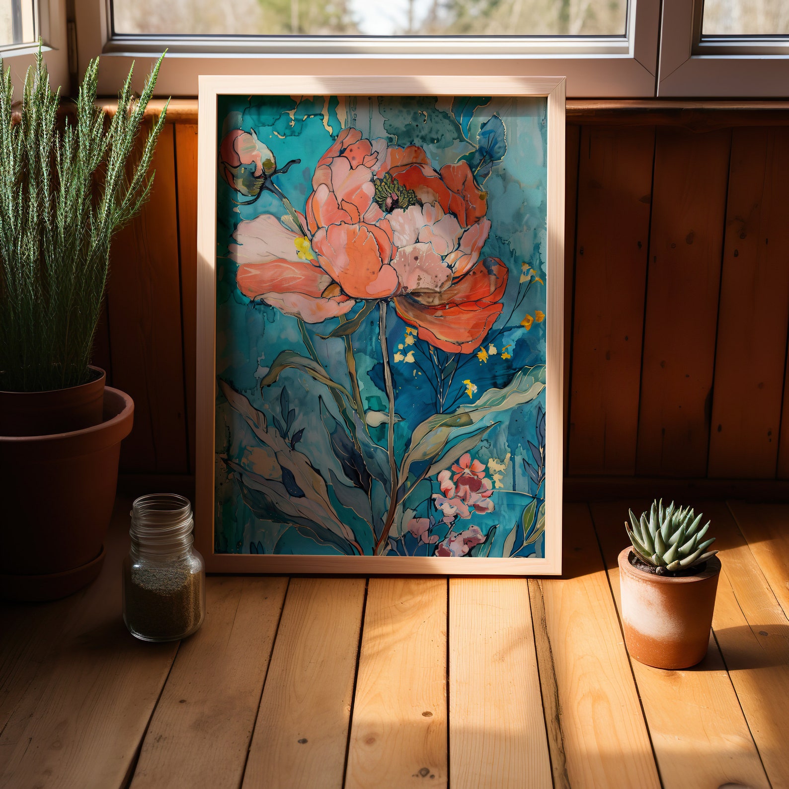 Peony Flower Impressionism Wall Art Poster or Canvas Print, Abstract ...