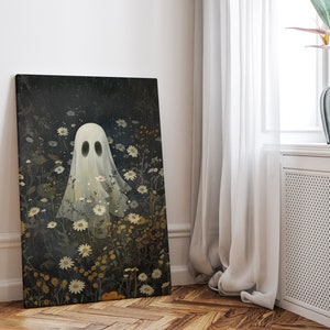 Whimsical Ghost With Wildflowers Wall Art or Canvas, Whimsigoth Decor ...