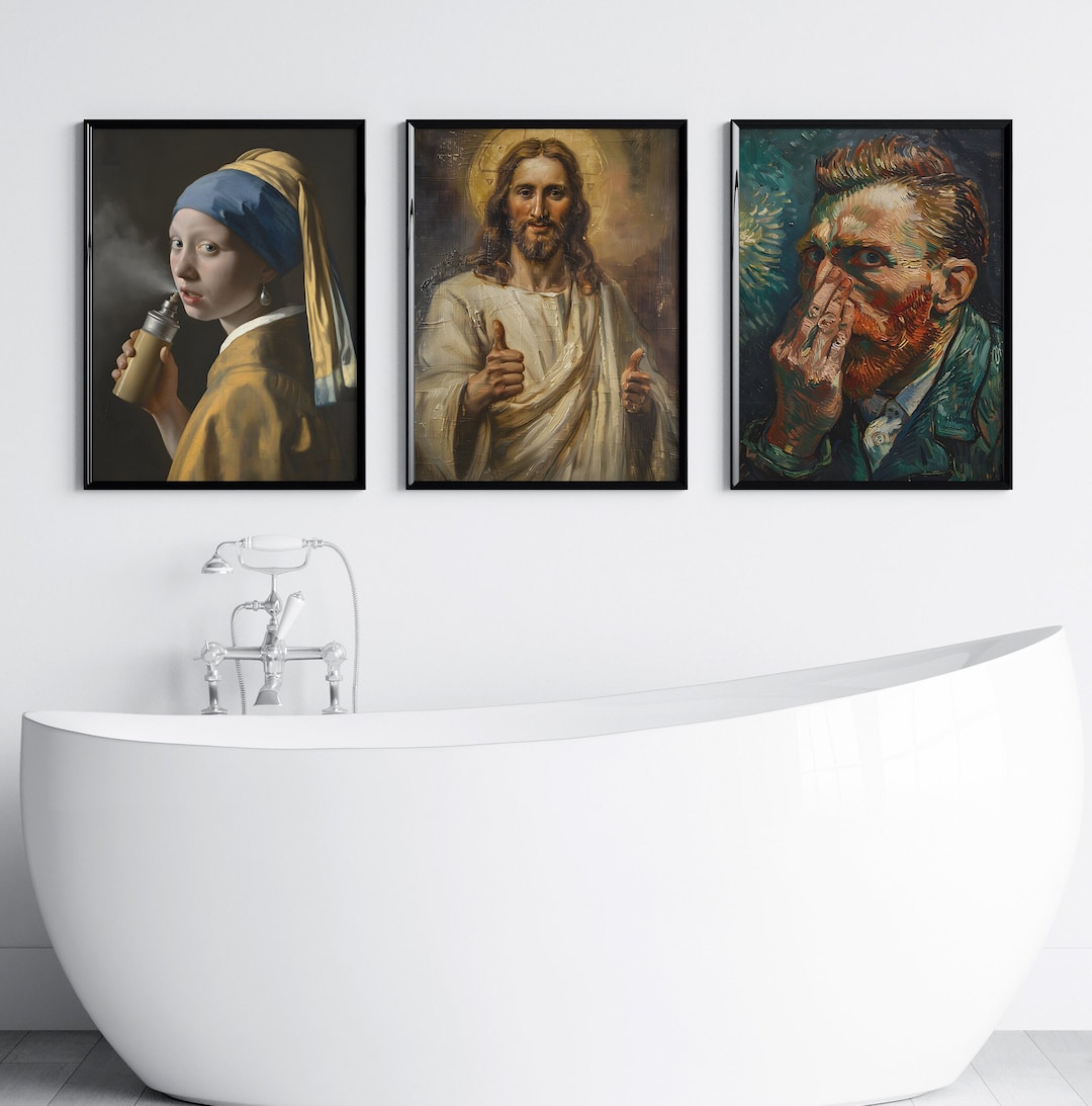 Set of 3 Stinky Bathroom Wall Art, Vintage Humorous Art Prints, Antique ...
