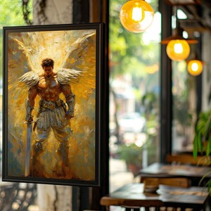 Archangel Michael's Valor With Sword and Angelic Armor Wall Art Canvas ...