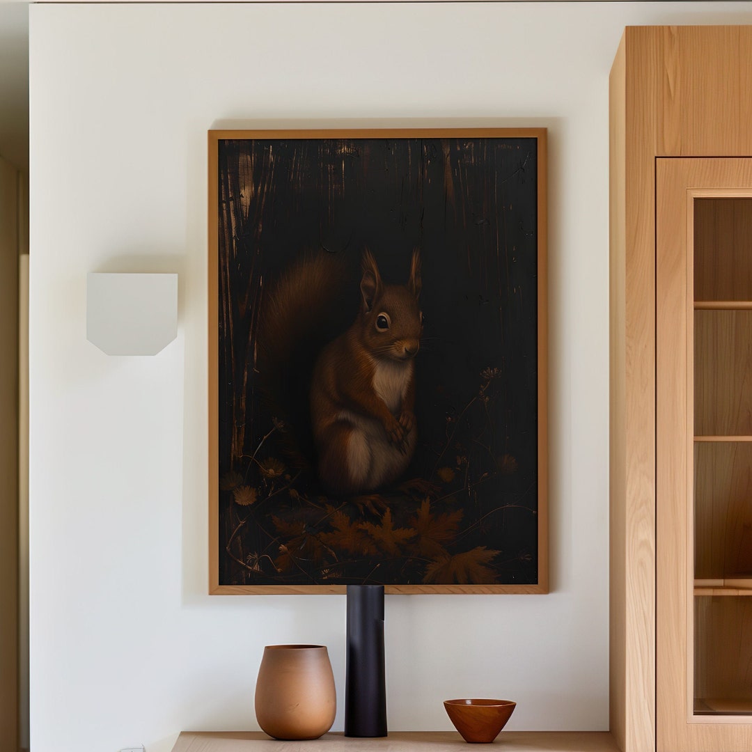 Whimsigoth Squirrel Oil Painting Canvas or Poster Print, Creepy ...