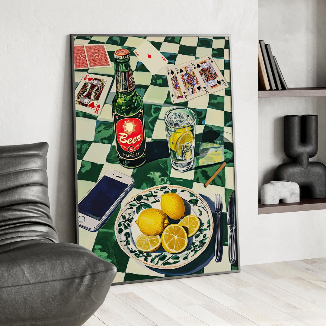 Retro Poker Night Wall Art Poster or Canvas Print, Kitchen Wall Decor ...