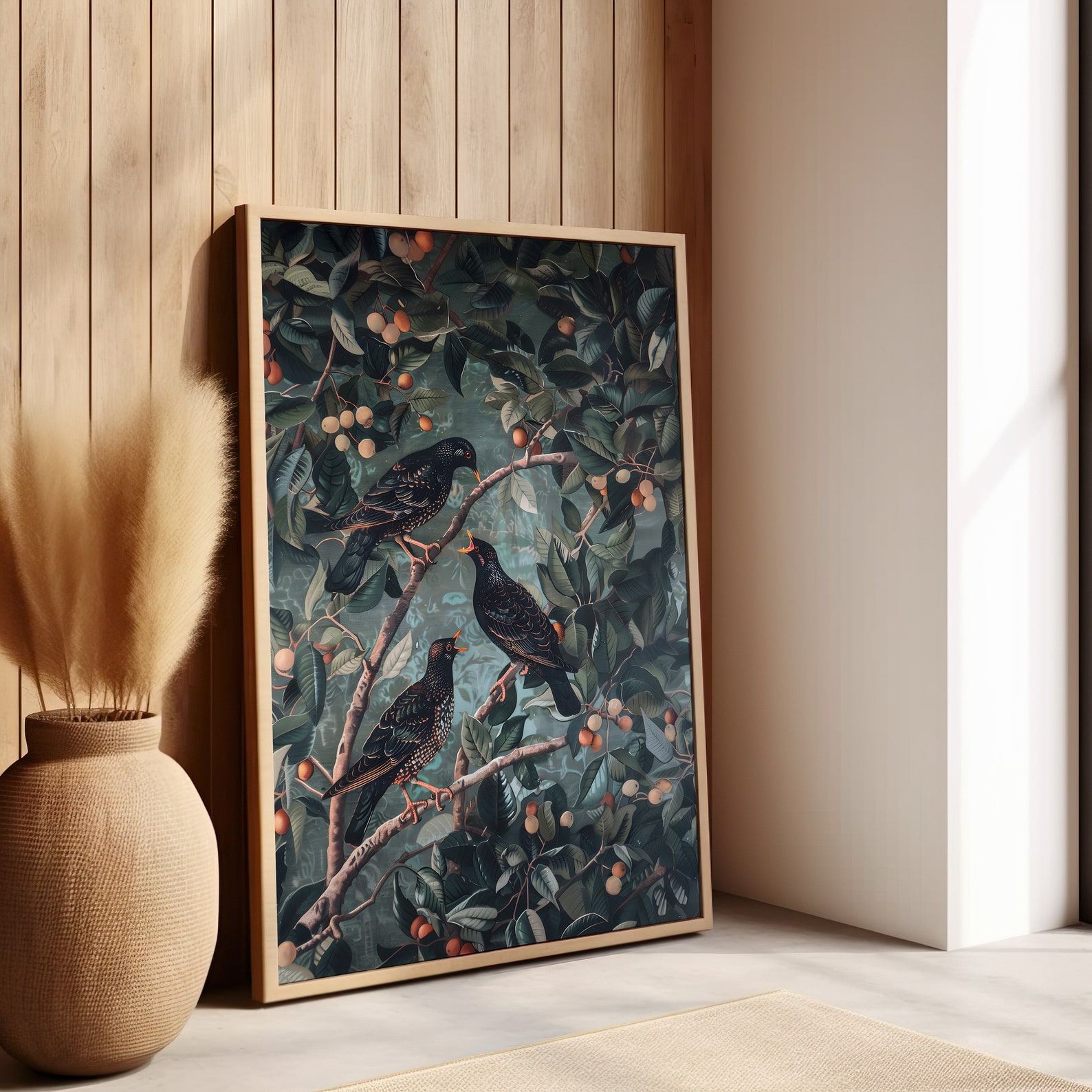 Starling William Morris Wall Art Print Canvas, Vintage Black Bird Lover ...