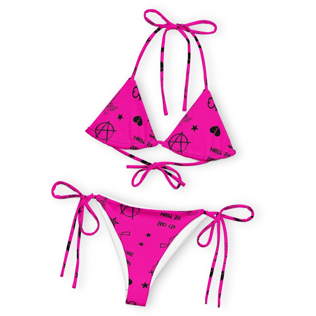Lil Peep Goth Alt Summer String Bikini Pink Gift Self Care Swim Suit ...