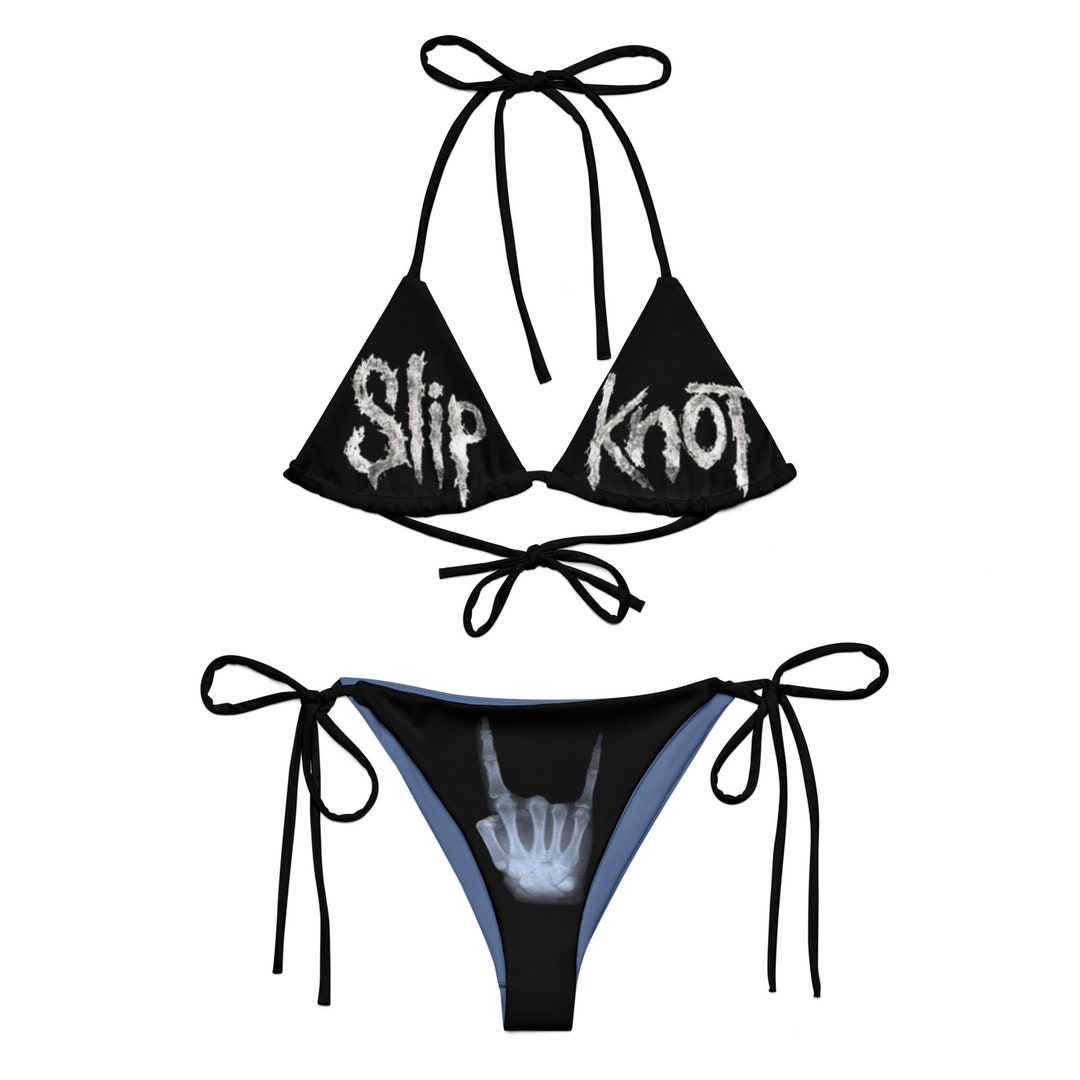 Slipknot Custom String Bikini With Skeleton Hand Design Unique Swimwear ...