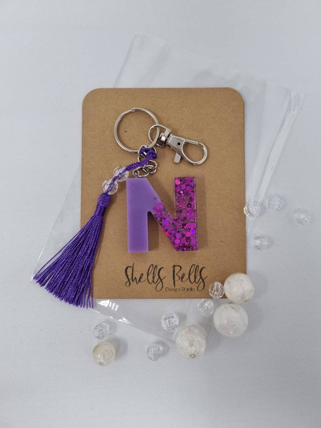 Purple Glitter Letter Keyrings Purple Initial Keyrings Bag - Etsy UK