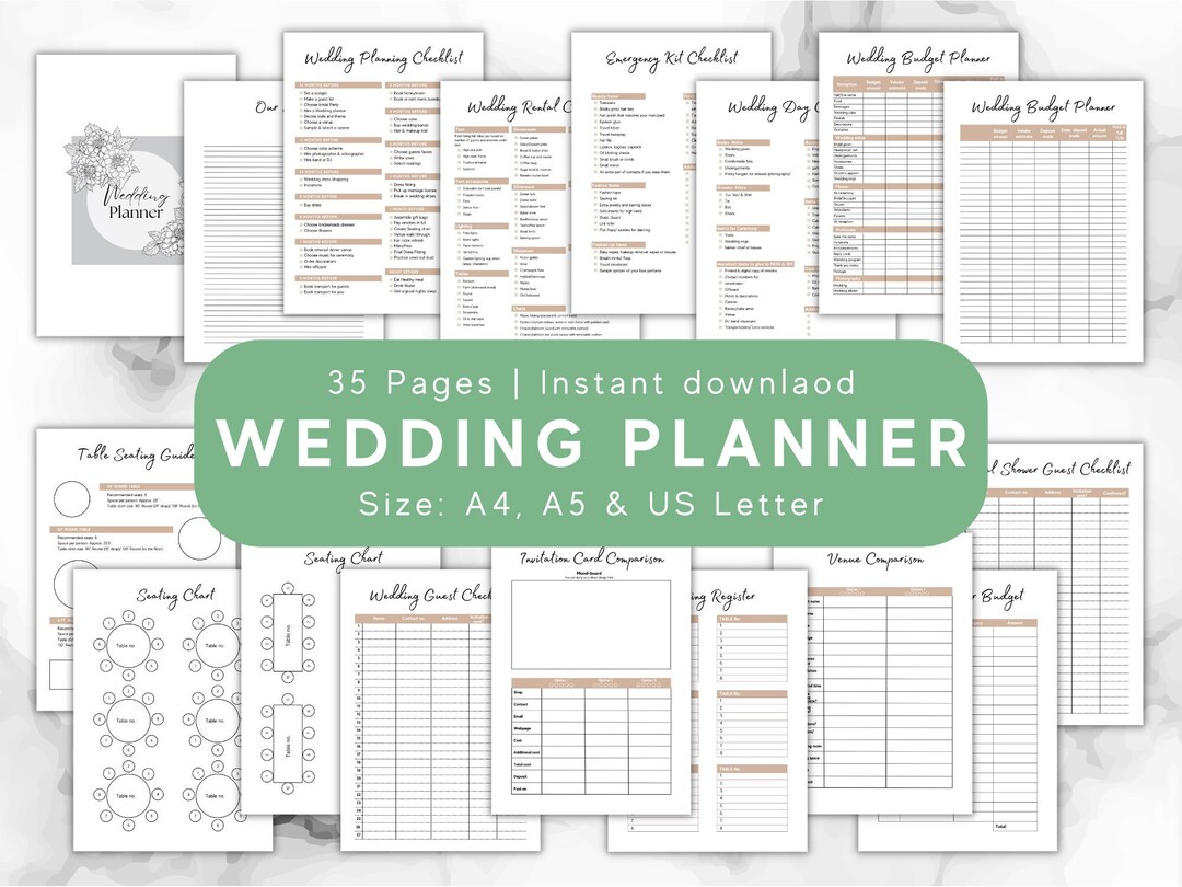 Wedding Planner Printable, Printable Wedding Planner Kit, Template ...