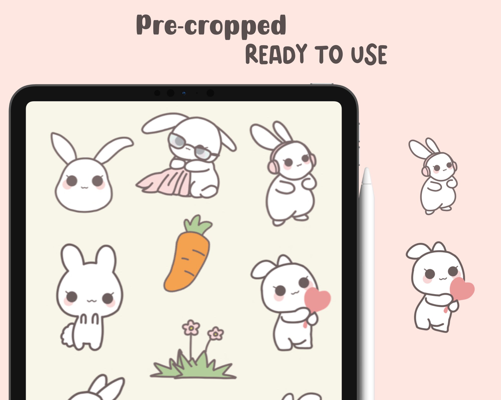 Cute Bunny Digital Stickers, Cute Digital Stickers, Goodnotes Planner ...