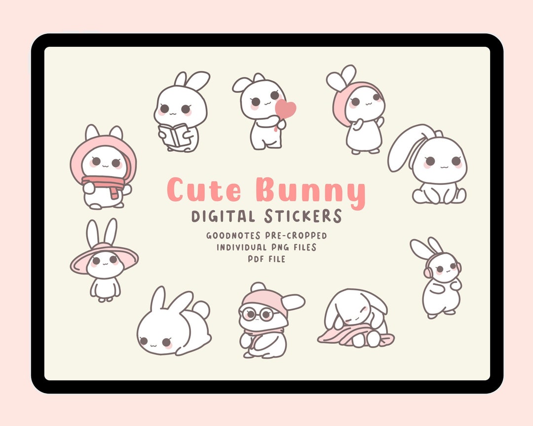 Cute Bunny Digital Stickers, Cute Digital Stickers, Goodnotes Planner ...