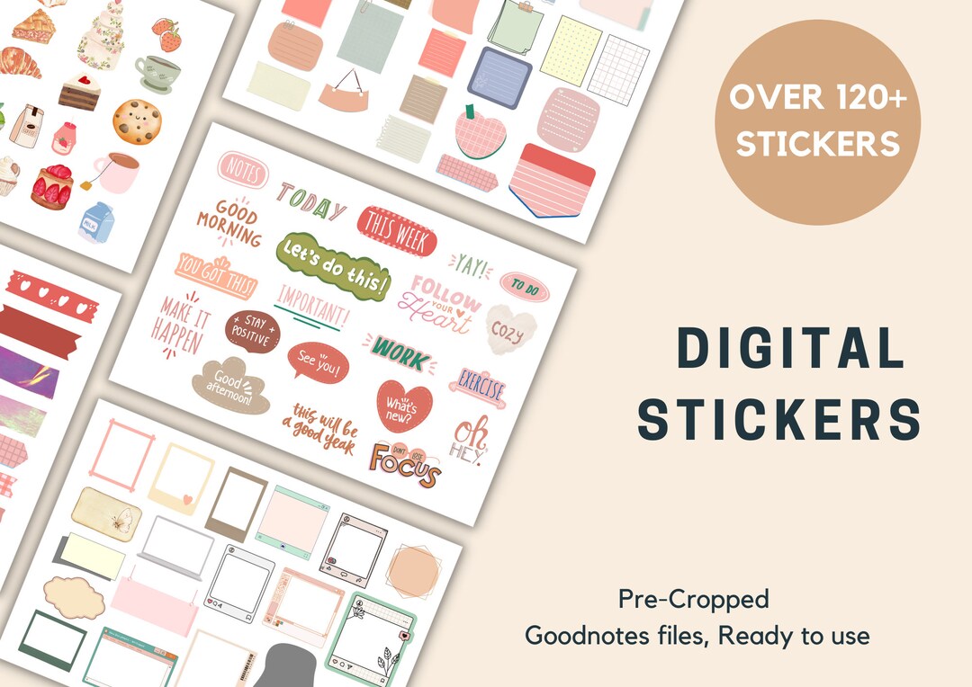 Digital Stickers for Goodnotes, Goodnotes Stickers, PNG, Pre-cropped ...