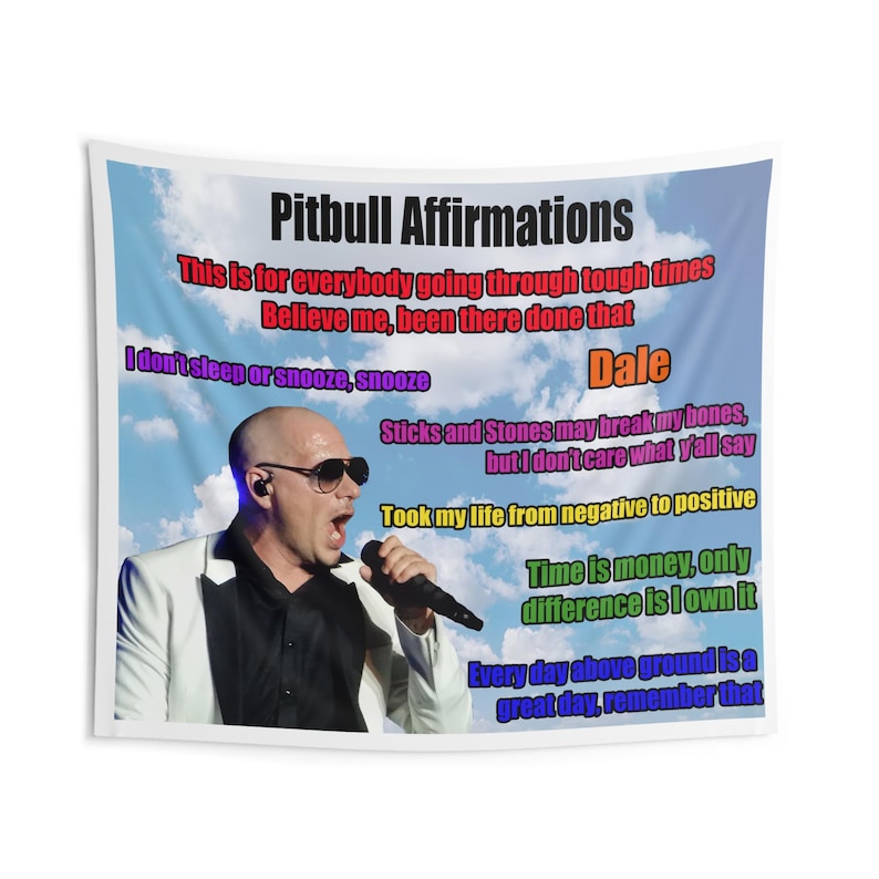 Pitbull Rapper Affirmations Meme Wall Tapestry - Etsy