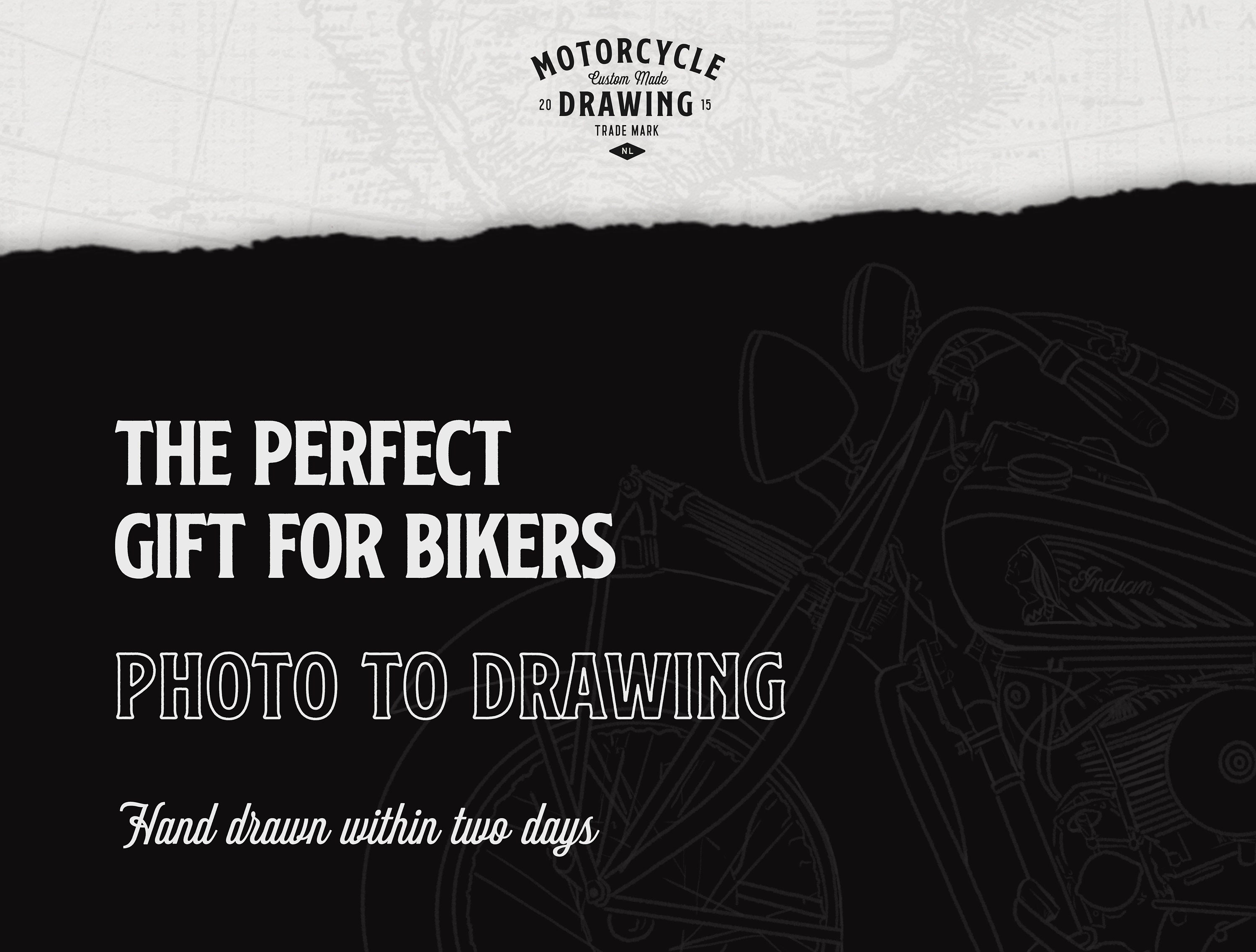 Custom Made Motorcycle Drawing Detailed Pencil Illustration, Gift for ...