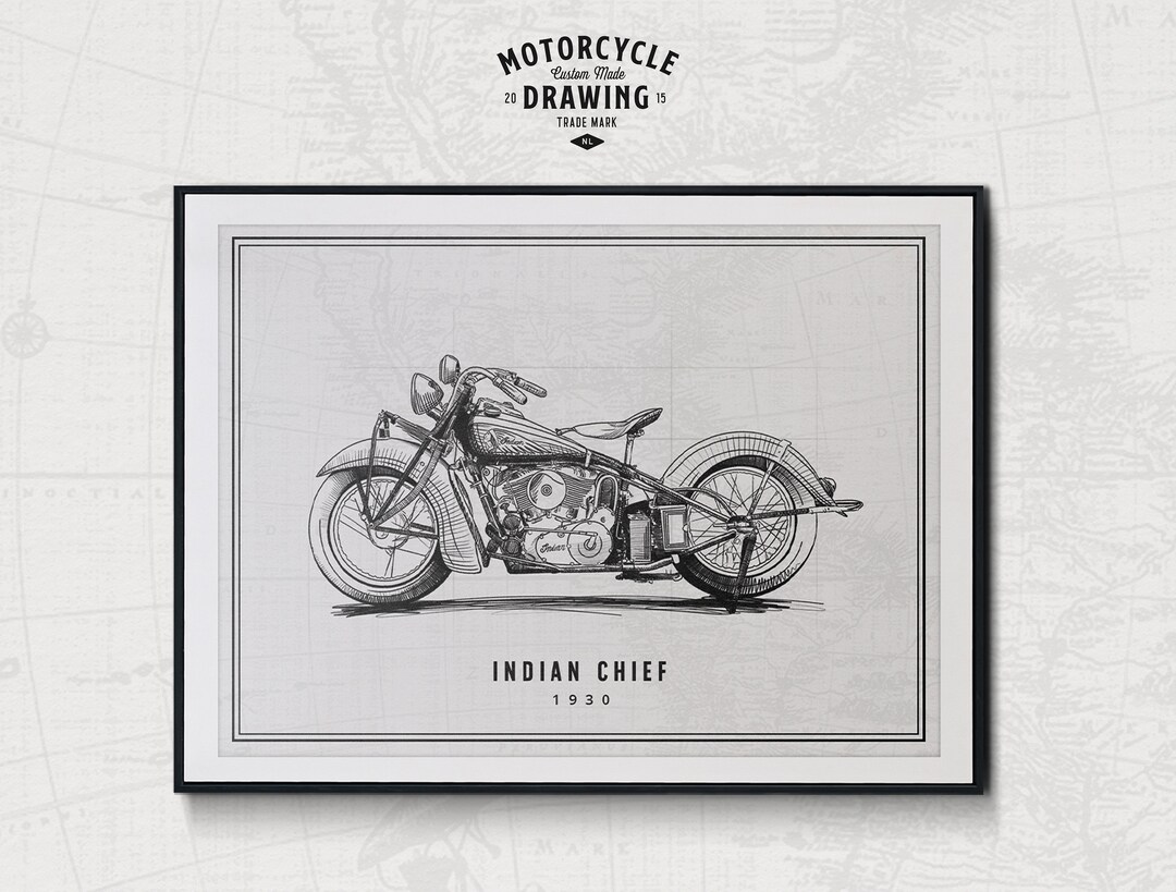 Custom Made Motorcycle Drawing - Detailed Pencil Illustration, Gift for ...