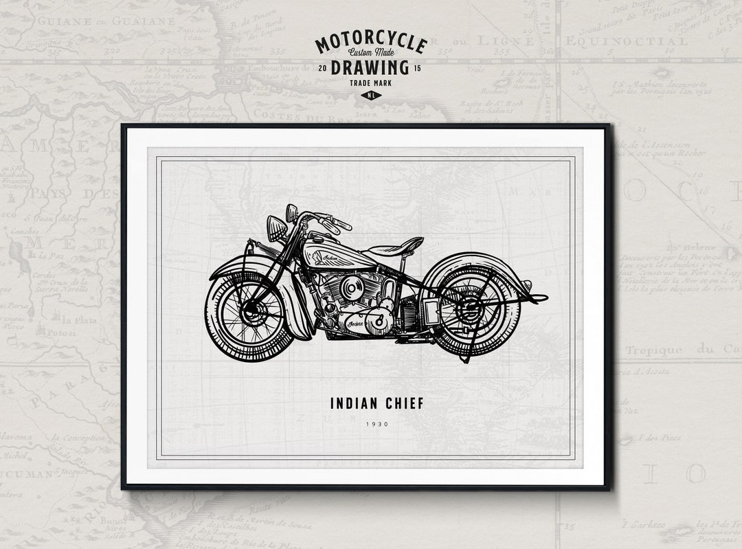 Custom Made Motorcycle Drawing - Detailed Ink Drawing, Gift for Bikers ...