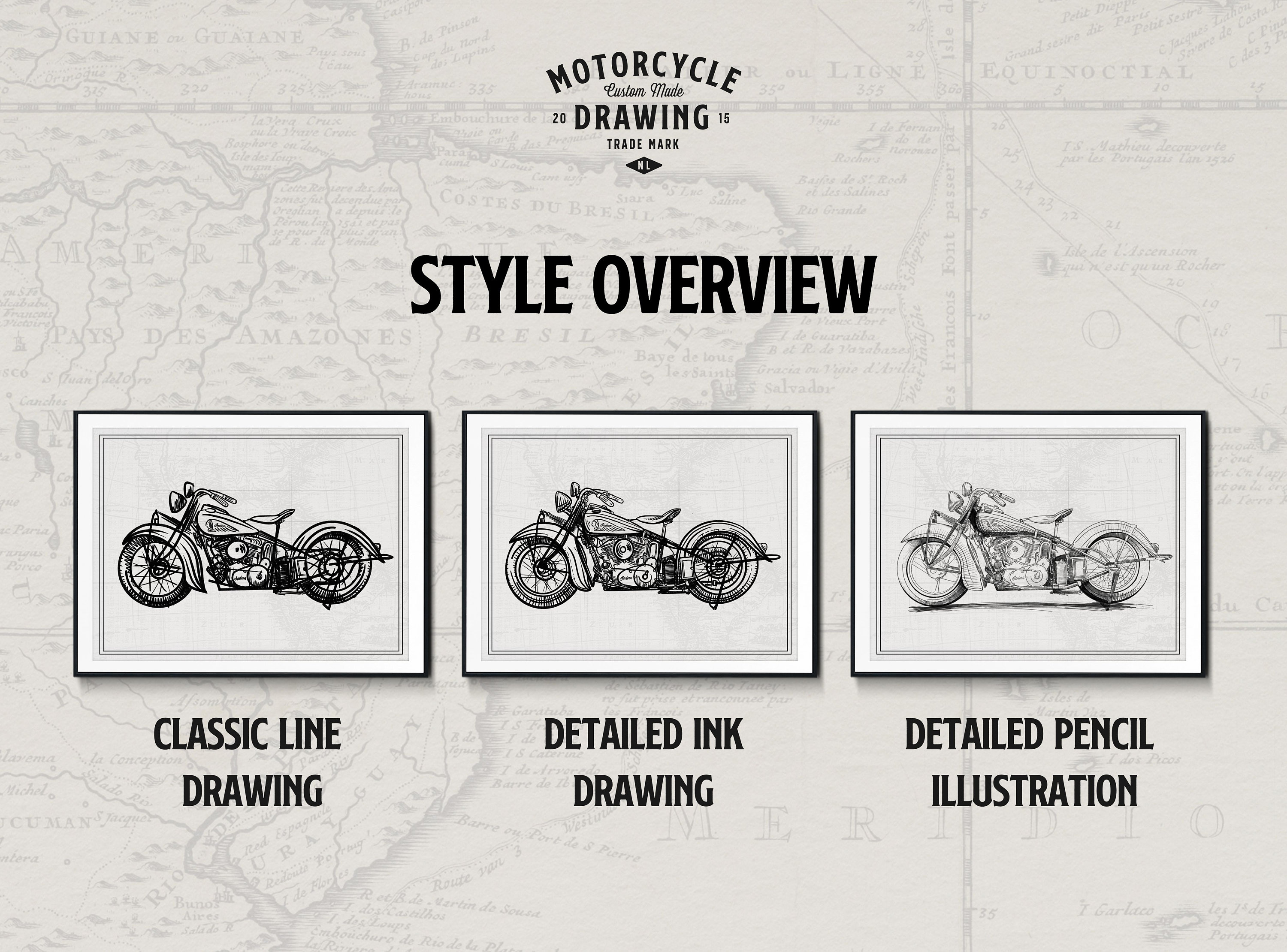 Custom Made Motorcycle Drawing Detailed Pencil Illustration, Gift for ...