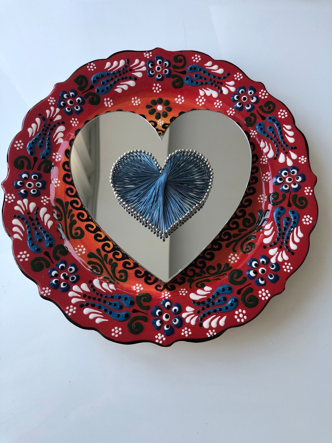 Turkish Tile Ceramic Wall Plate, Flower String Art in Mirror, String ...