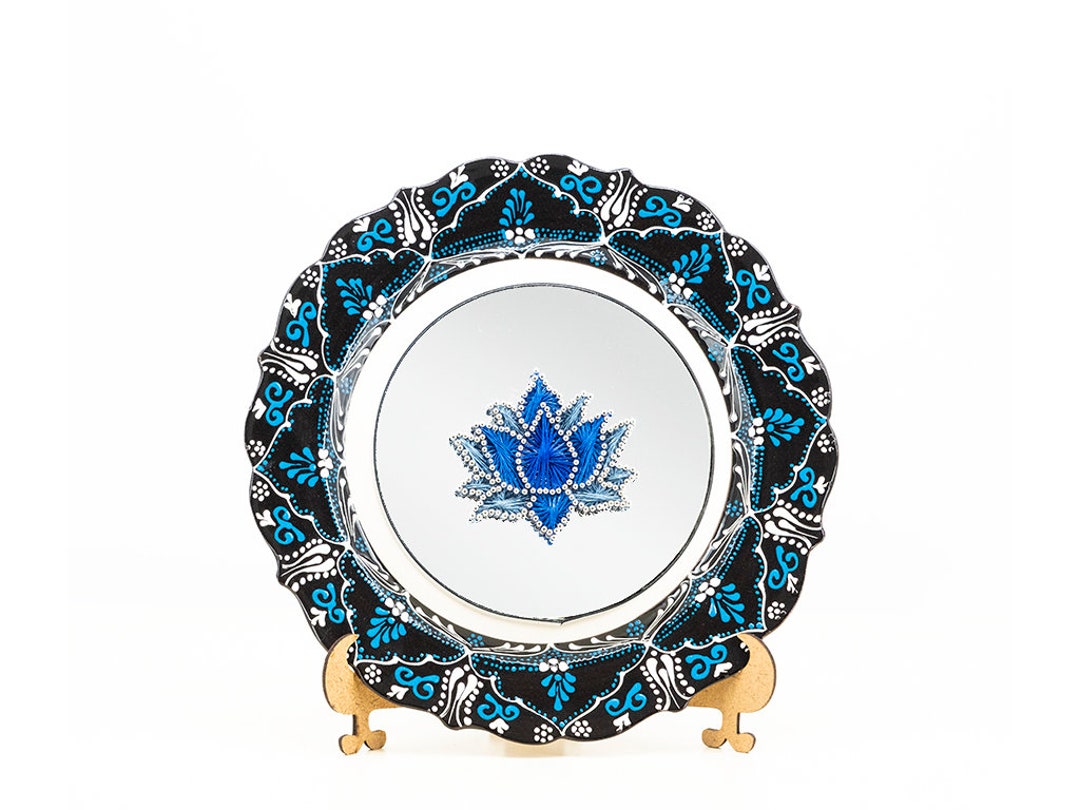 Flower String Art in Mirror, Turkish Tile Ceramic Wall Plate, String ...