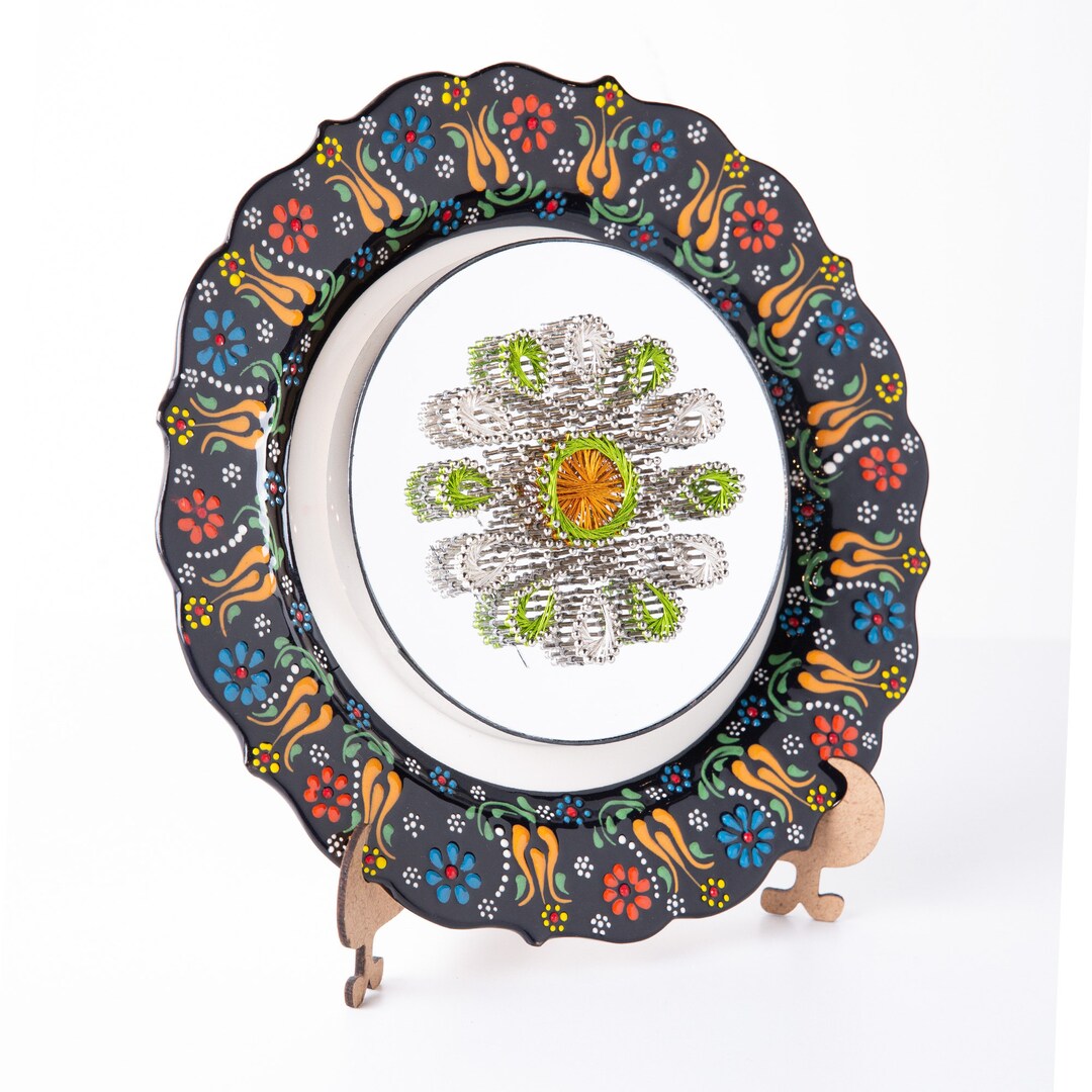 Turkish Tile Ceramic Wall Plate, String Art Floral Table Decor, Home ...
