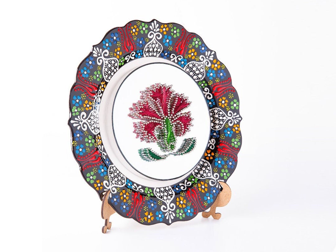 Flower String Art in Mirror Turkish Tile Ceramic Wall Plate - Etsy