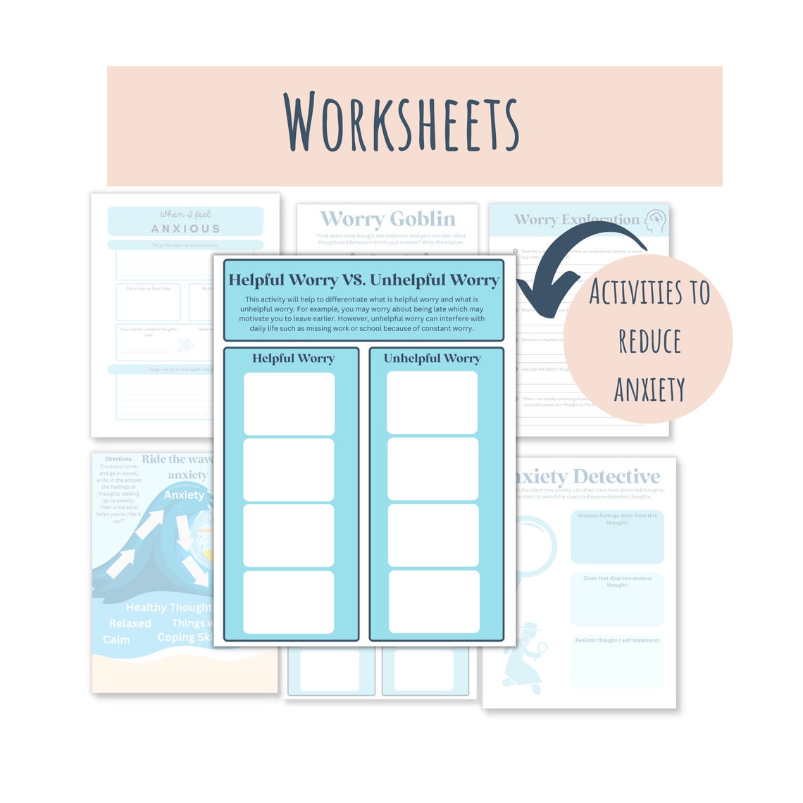 Teen Anxiety Worksheets, Counseling Worksheets for Teens, Child Anxiety ...