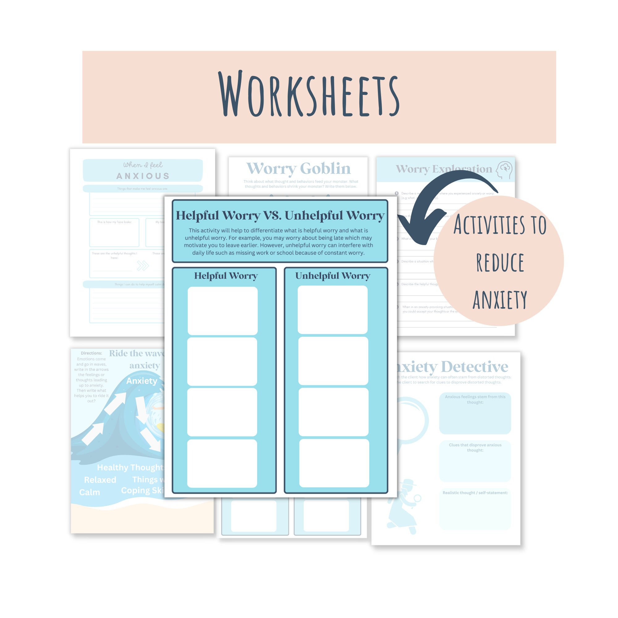 Teen Anxiety Worksheets, Counseling Worksheets for Teens, Child Anxiety ...