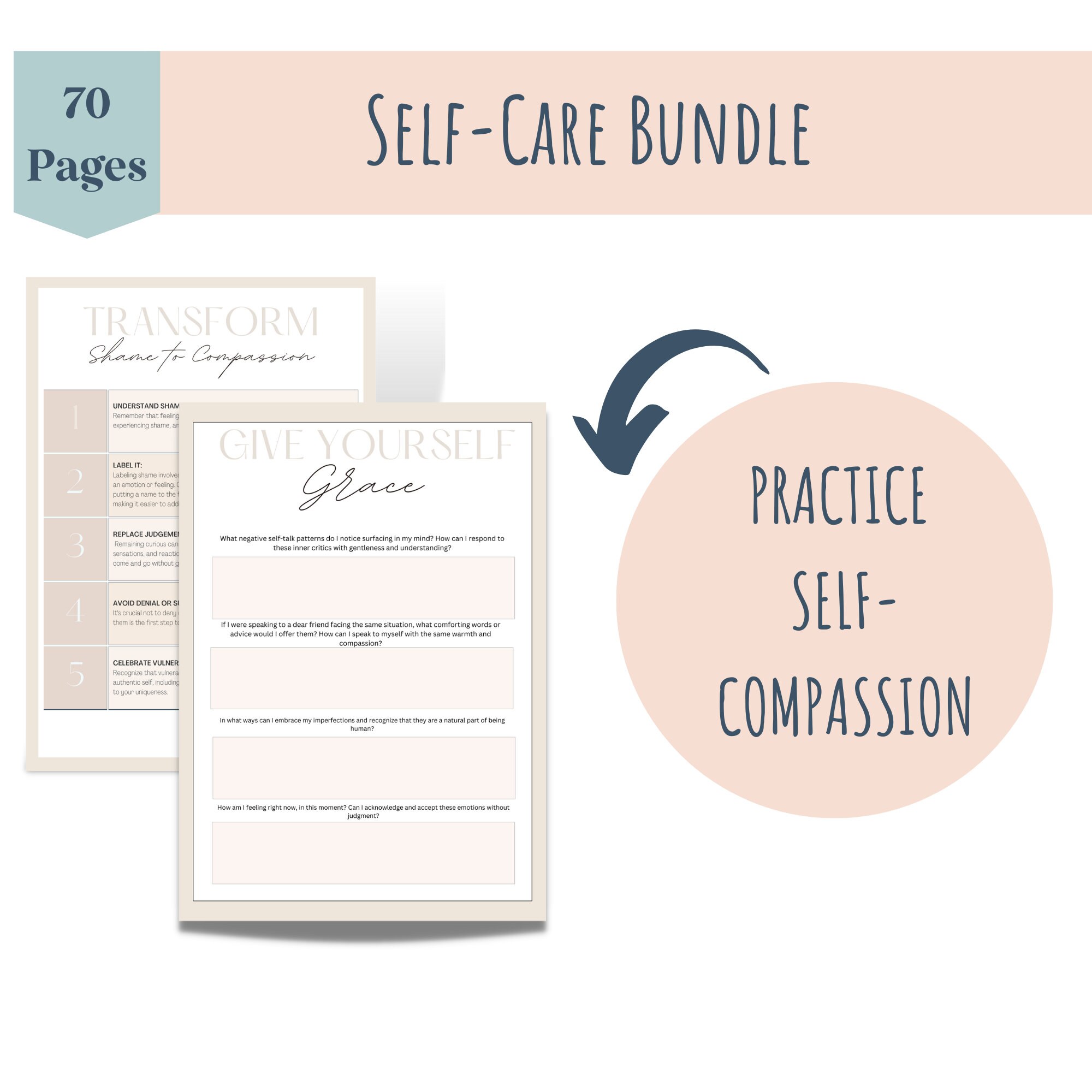 Self-care Workbook Bundle, Self-care Journal, Boundaries Workbook, Self ...