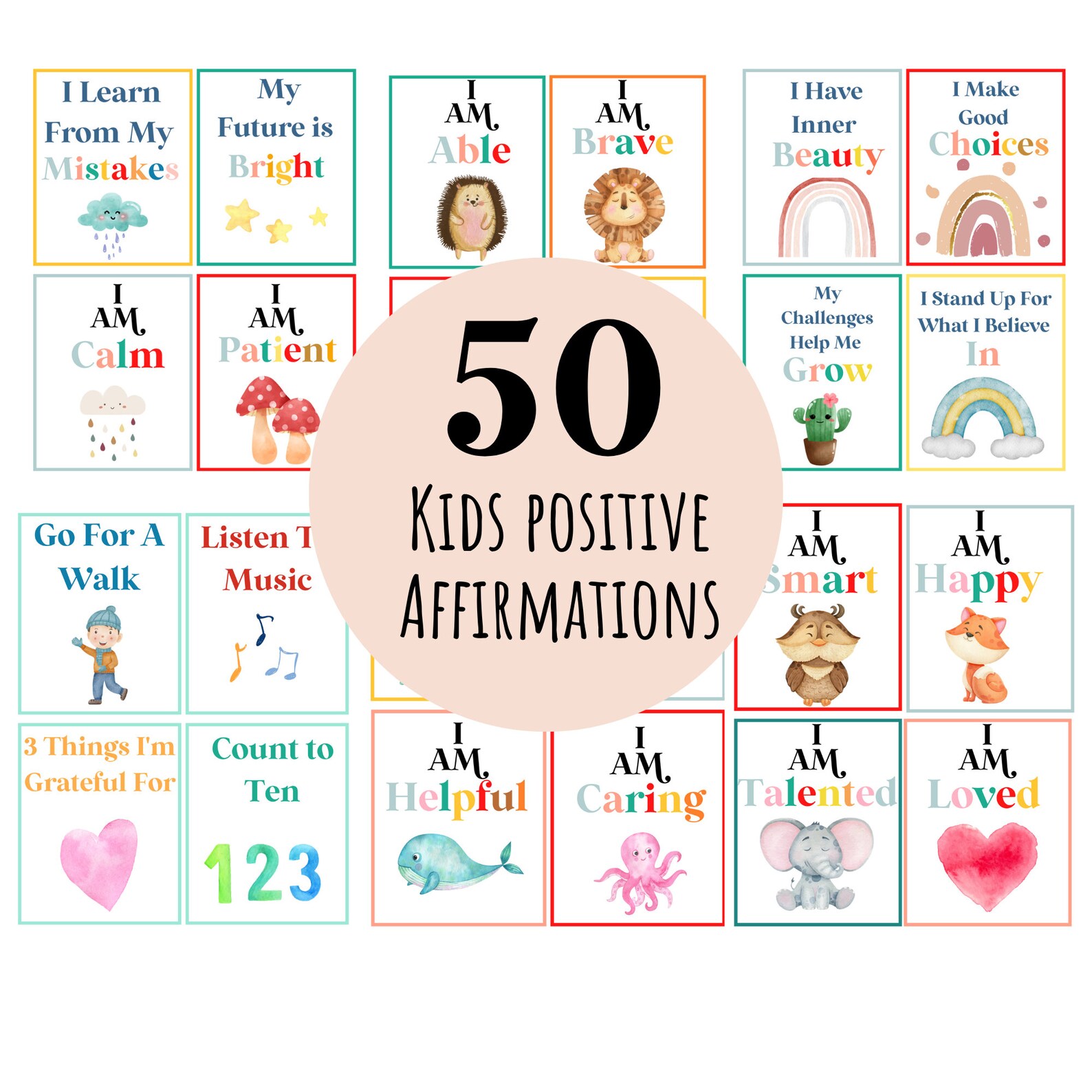Kids Positive Affirmations Bundle Coping Cards Kids Yoga - Etsy