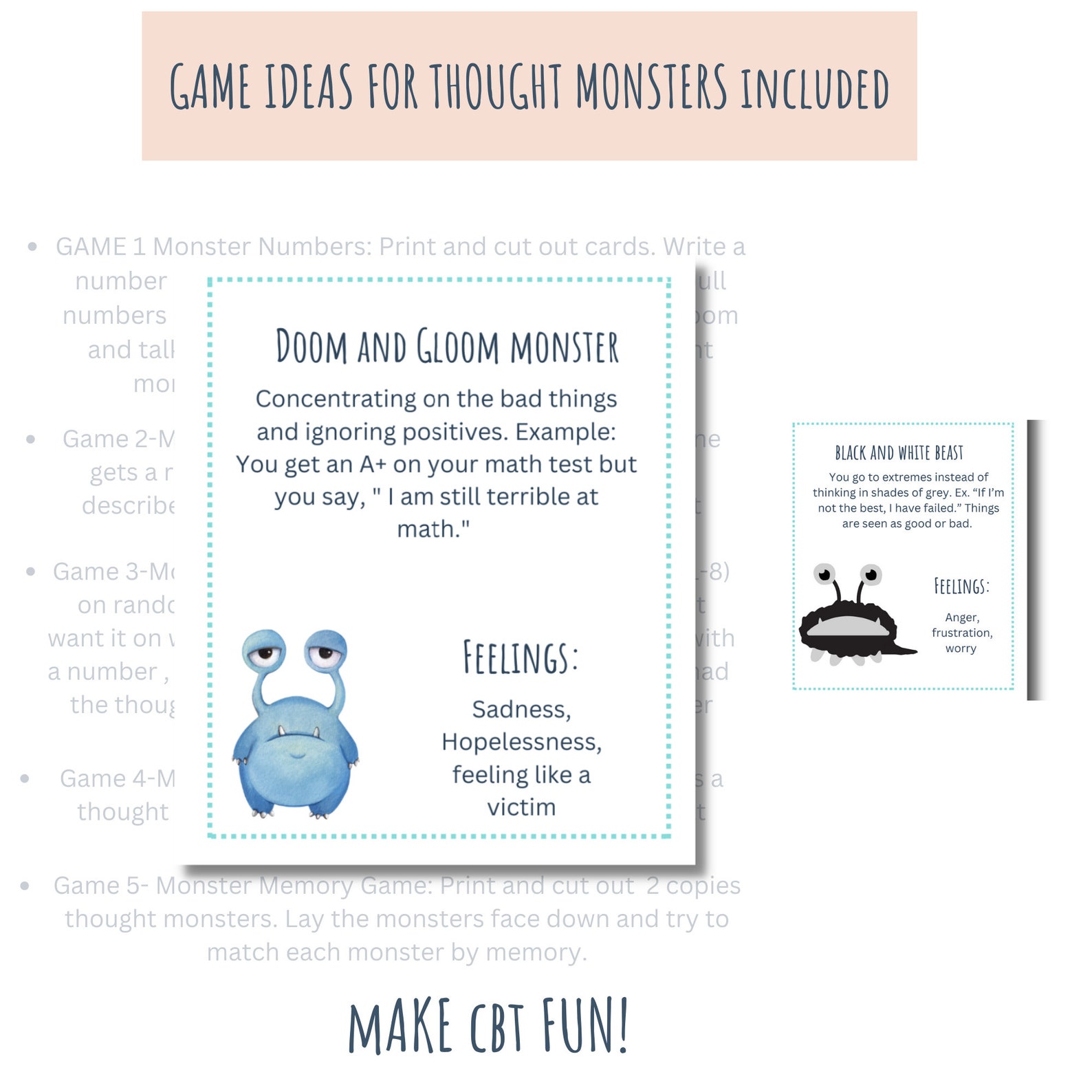 CBT Activity for Kids, CBT Games, Cognitive Distortions, Coping Skills ...