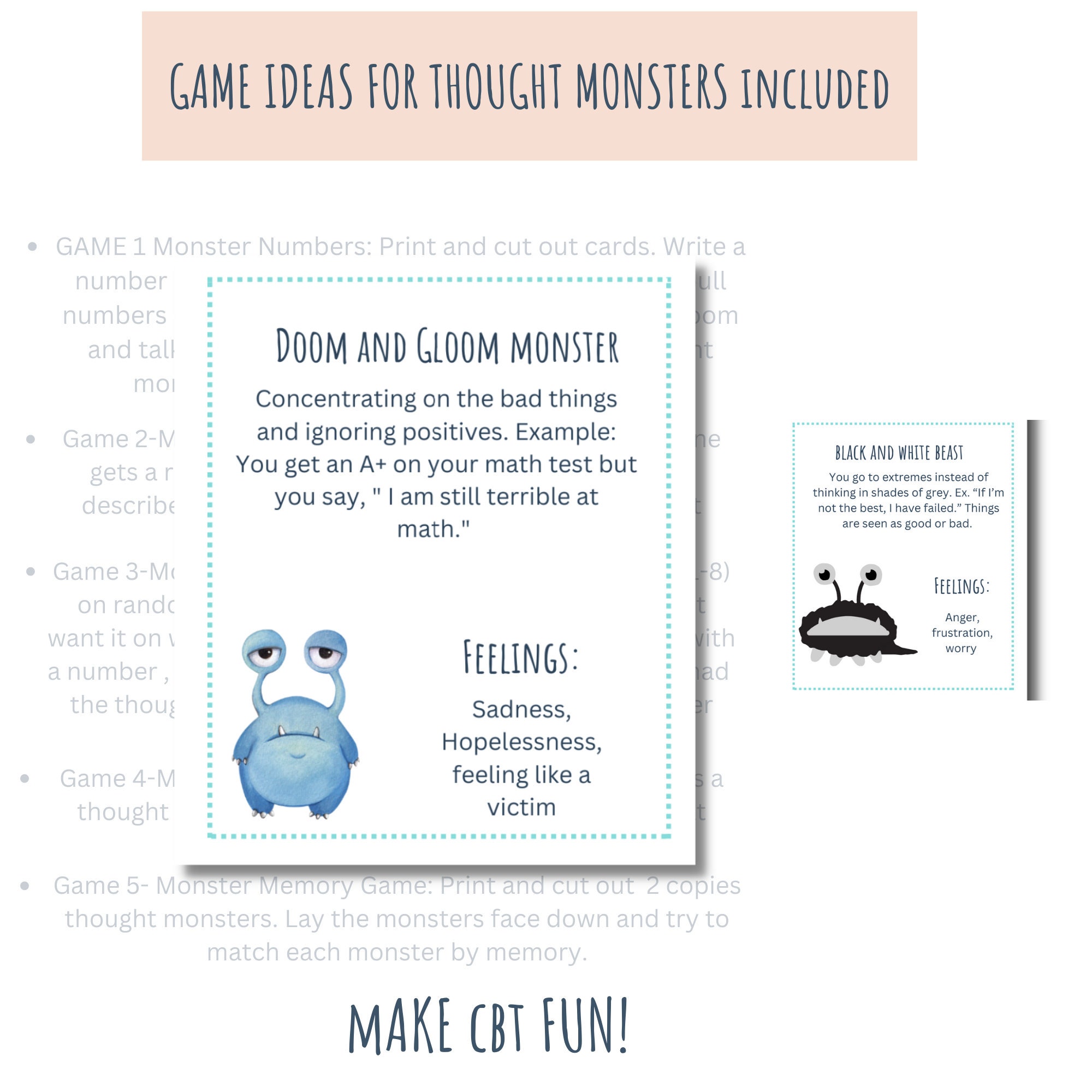 CBT Activity for Kids, CBT Games, Cognitive Distortions, Coping Skills ...