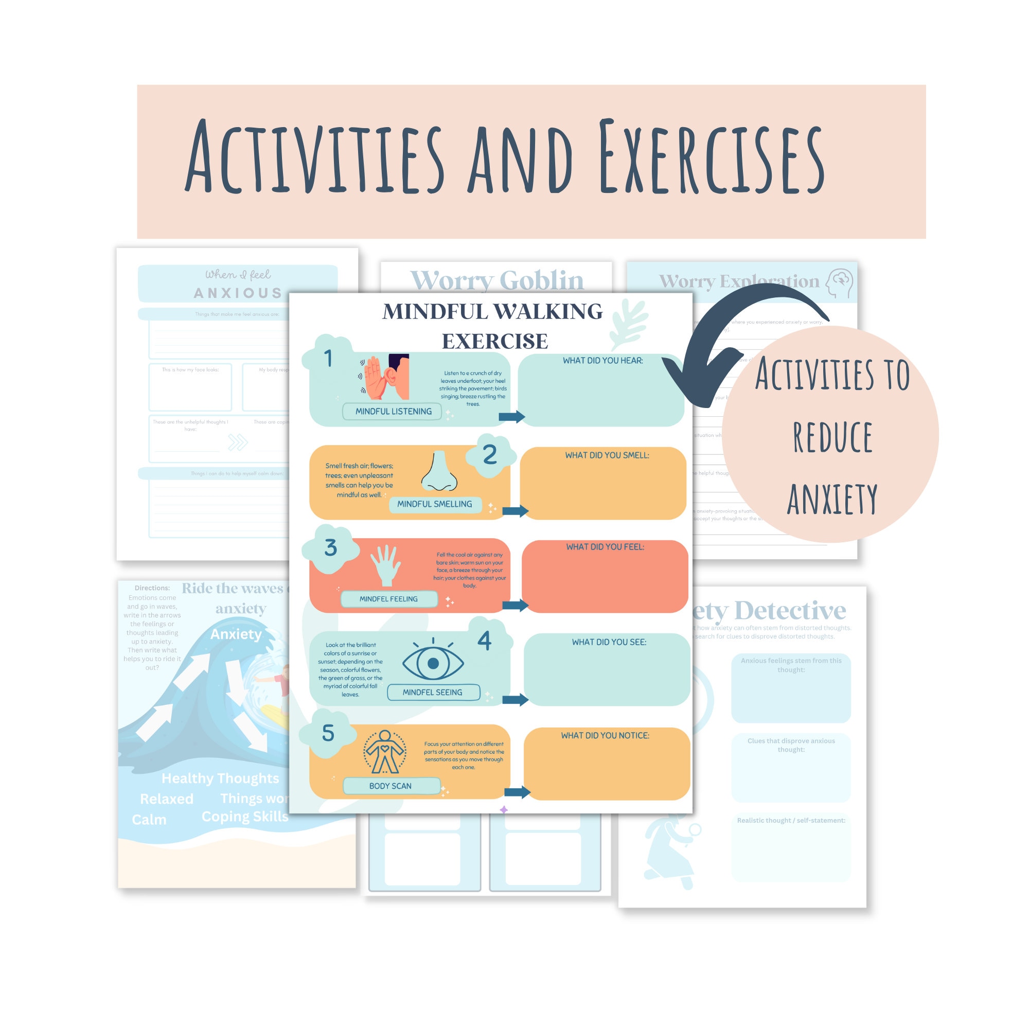 Teen Anxiety Worksheets, Counseling Worksheets for Teens, Child Anxiety ...