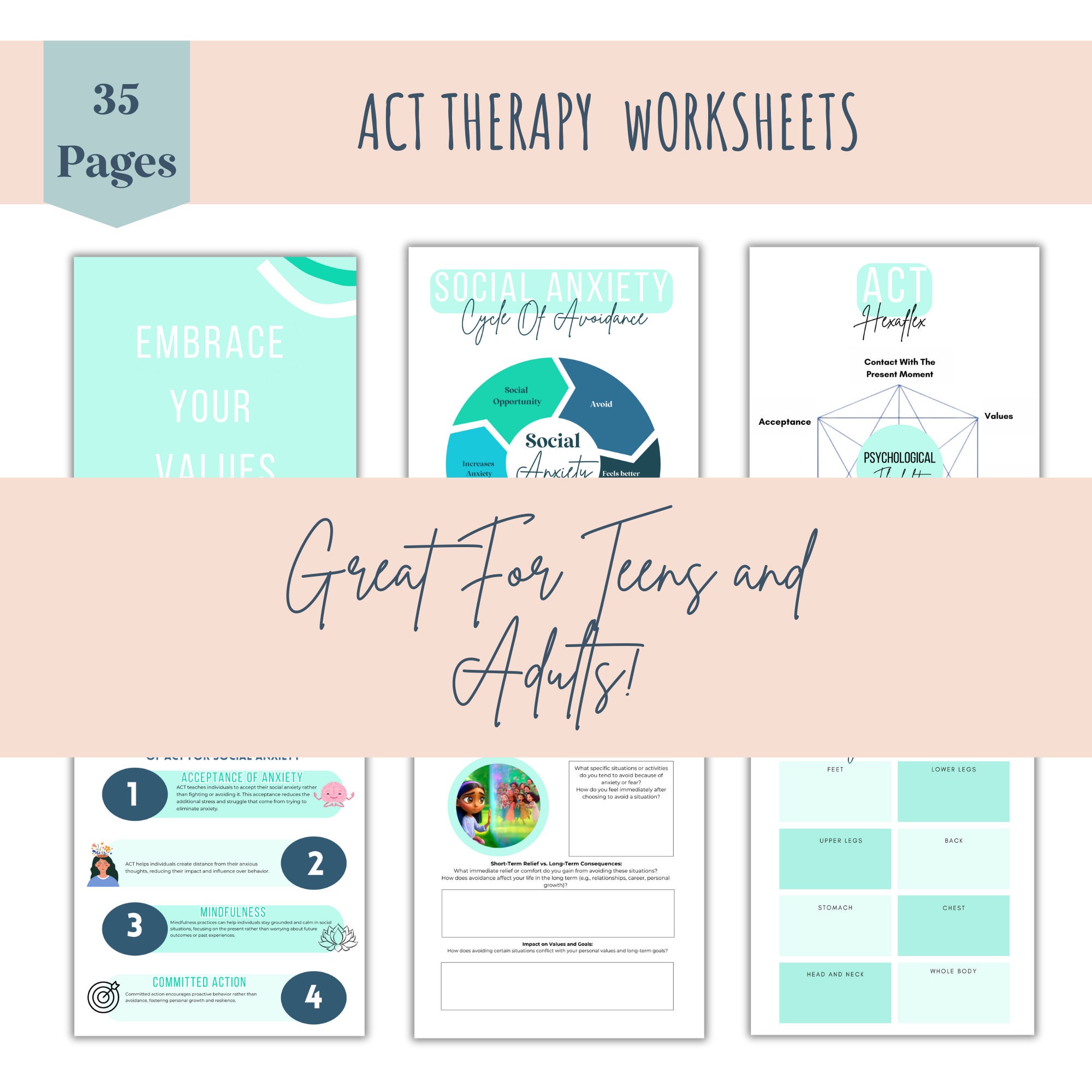 ACT Therapy Workbook for Social Anxiety | Worksheets for Therapists ...