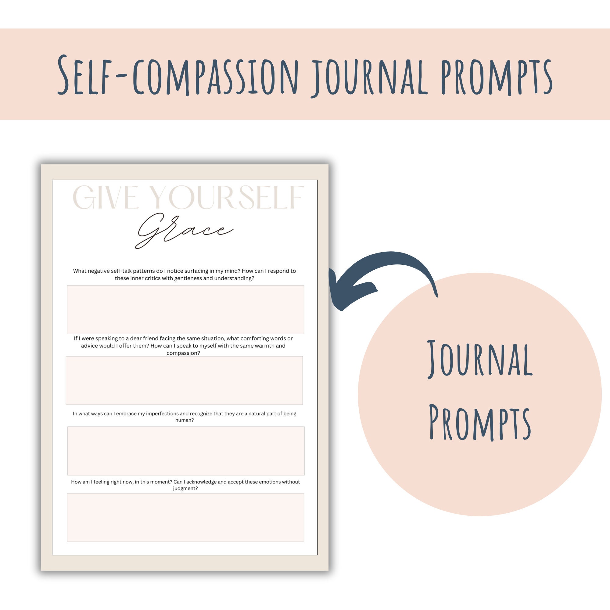 Self-compassion Workbook, Self-compassion Bundle, Gratitude Worksheets ...