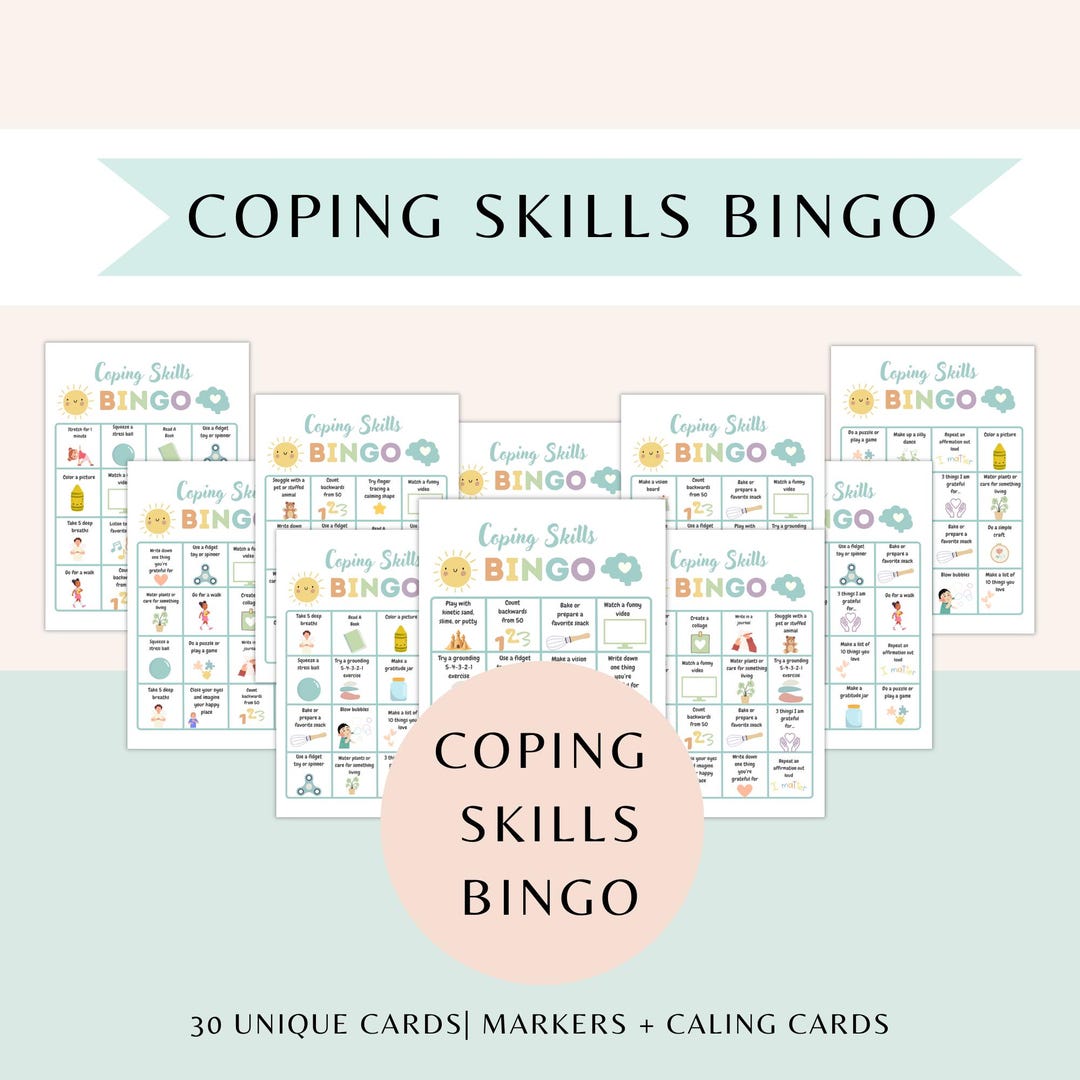 Coping Skills Bingo Cards, Coping Skills Activity, Therapy Games for ...