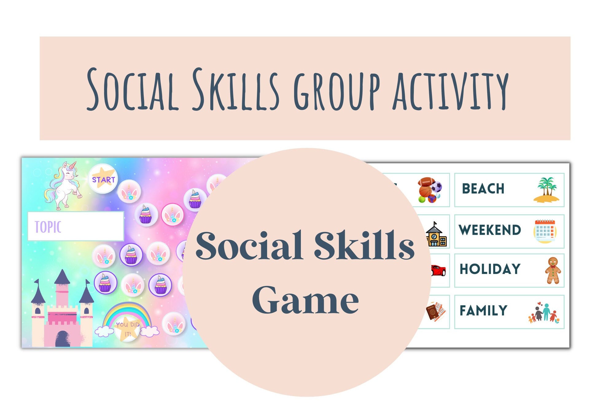 Social Skills Group Game, Unicorn Social Skills Activity, Conversation ...